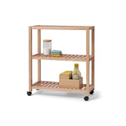 Tchibo - Massivholzregal mit Rollen - 70x30x79,5cm - schwarz - Holz / Kunststoff