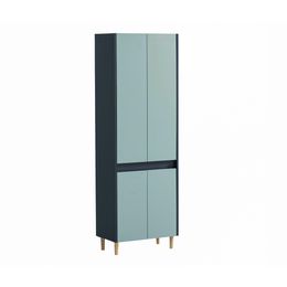 Tchibo - Hochschrank &raquo;Lovis&laquo; - 57x33x170cm - blau - Holz / Metall / Eschen-Massivholz