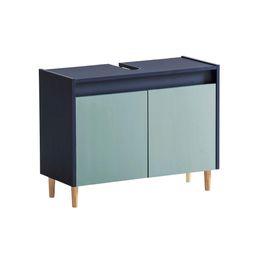 Tchibo - Waschbeckenunterschrank &raquo;Lovis&laquo; - 80x33x60cm - blau - Holz / Metall / Eschen-Massivholz