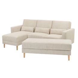 Tchibo - Federkern Eck-Schlafsofa »Jenna« - 223x152x93cm - creme - Polyester / Buchenholz / Holz