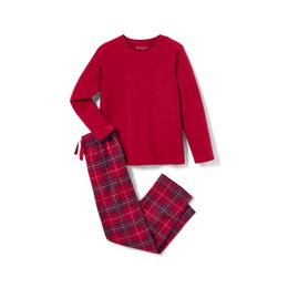 Tchibo - Kinder-Flanell-Pyjama - Herren - Gr. 122/128 - weiß/kariert