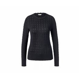 Feinstrickpullover mit Ajour-Muster - Damen - Gr. XL - schwarz