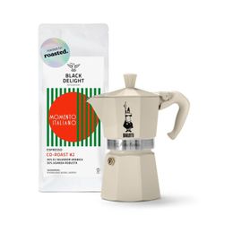 Kaffee-Geschenkset &ldquo;Bialetti Camping&rdquo; &ndash; 1x 250 g Espresso Gemahlen und Bialetti Moka Express