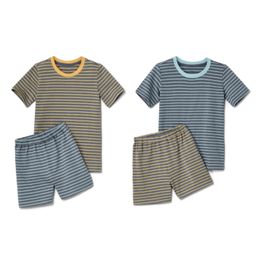 Tchibo - 2 Kleinkinder-Pyjamas - Gr. 122/128 - hellblau/gestreift