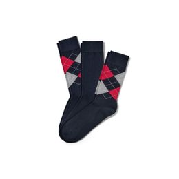 Tchibo - 3 Paar Socken - Herren - Gr. 44-46 - dunkelblau/kariert