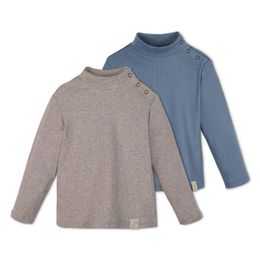 Tchibo - 2 Baumwoll-Langarmshirts mit Stehkragen - Baby - Gr. 62/68 - blau