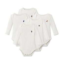 Tchibo - 5 Langarmbodys - Newborn - Gr. 50/56 - rot/print