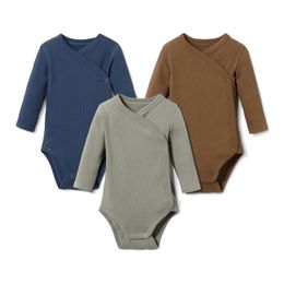 Tchibo - 3 Langarmbodys - Newborn - Gr. 50/56 - dunkelblau