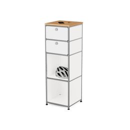 Tchibo - Schmale Kommode Metall »Cn3« mit Holzplatte und 2 Schubladen - chrom