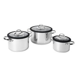 Tchibo - Edelstahl-Kochtopf-Set mit Glasdeckel - silber