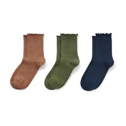 Tchibo - 3 Paar Socken mit R&uuml;schenkante - Damen - Gr. 39-42 - dunkelblau