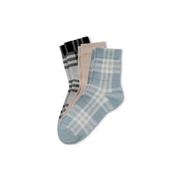 Tchibo - 3 Paar Socken - Damen - Gr. 35-38 - blau/kariert