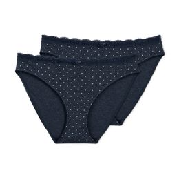 Tchibo - 2 Slips - Damen - Gr. M - dunkelblau/gepunktet