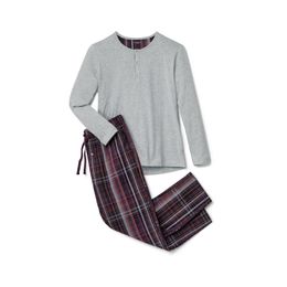 Tchibo - Pyjama mit gewebter Hose - Herren - Gr. S - grau/kariert