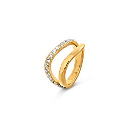 Tchibo - Ring Doppel-Welle mit Kristallen - Damen - Gr. 17 - weiß