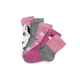 Tchibo - 5 Paar Kinder-Socken - Gr. 27-30 - dunkelrosa/jacquard