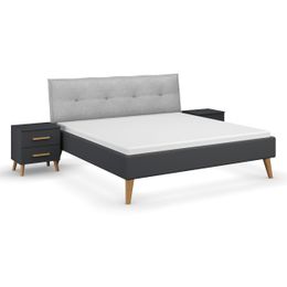 Rauch Bettanlage »Skandi« mit 2 Nachttischen - 288x219x109cm - grau - Holz
