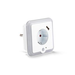Tchibo - USB-Netzadapter mit Nachtlicht und Steckdose - 8,5x7,4x8,5cm - wei&szlig; - Polycarbonat
