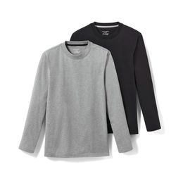 Tchibo - 2 Langarmshirts - Herren - Gr. L - hellgrau
