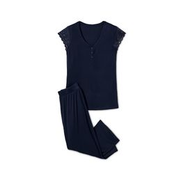Tchibo - Pyjama aus Rippe - Damen - Gr. XS - dunkelblau