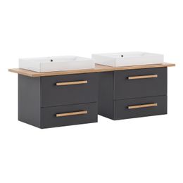 Tchibo - Doppelwaschtisch &raquo;Duo&laquo; - 165x50x61,5cm - anthrazit - Holz / Metall / Keramik