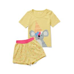 Tchibo - Kinder-Shorty-Pyjama - Herren - Gr. 110/116 - beige/print