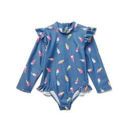 Tchibo - Kinder-Badeanzug mit UV-Schutzfaktor 80 - Mädchen - Gr. 110/116 - blau/print