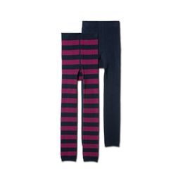 Tchibo - 2 Strickleggings - Mädchen - Gr. 170/176 - dunkelblau/gestreift
