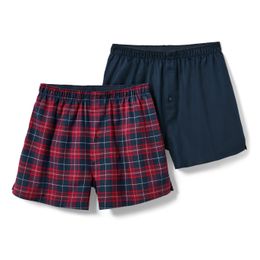 Tchibo - 2 Flanell-Boxershorts - Herren - Gr. M/5 - dunkelblau/kariert