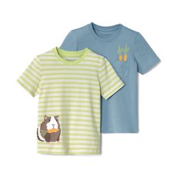 Tchibo - 2 Kleinkind-T-Shirts - Herren - Gr. 98/104 - hellblau/print
