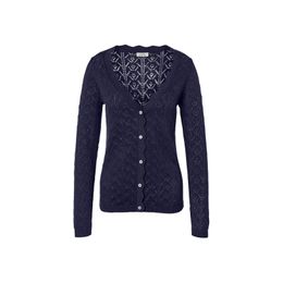 Strickjacke mit Ajour-Muster - Damen - Gr. XL - dunkelblau