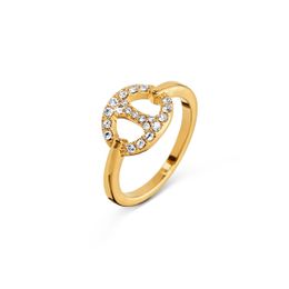 Tchibo - Ring Schiffsanker mit Glaskristallen - Damen - Gr. 17 - gold
