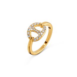 Tchibo - Ring Schiffsanker mit Glaskristallen - Damen - Gr. 20 - gold