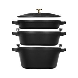 Staub Gusseisen-Kochtopf-Set - silber