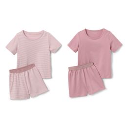 Tchibo - 2 Kinder-Pyjamas - M&auml;dchen - Gr. 134/140 - wei&szlig;/gestreift