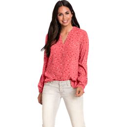 CR&Eacute;ATION L Damen Langarm-Bluse mit Tupfen-Print koralle-ecru-bedruckt Gr&ouml;&szlig;e 38