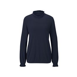 Tchibo - Langarmshirt mit kleinem Stehkragen - Damen - Gr. XL - dunkelblau