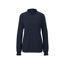 Tchibo - Langarmshirt mit kleinem Stehkragen - Damen - Gr. XL - dunkelblau