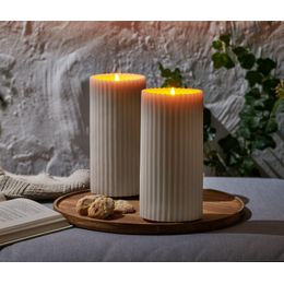 Tchibo - 2 Outdoor-LED-Echtwachskerzen - grau-beige