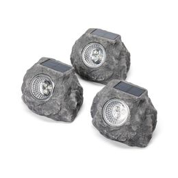 Tchibo - 3 Solar-LED-Steine - 15x11x10cm - grau - Polyresin