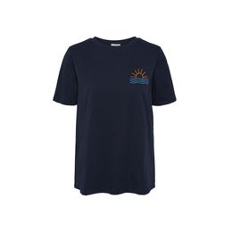 Tchibo - T-Shirt mit Stickerei - Damen - Gr. L - dunkelblau