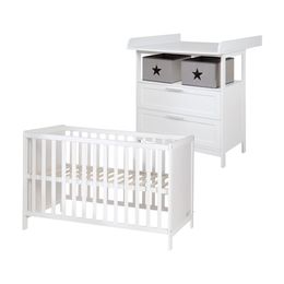Roba Kinderzimmer-Set Bett und Kommode - 87x75x100cm - weiß - Holz / Kunststoff / Holz