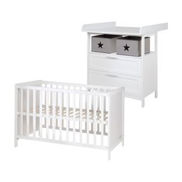 Roba Kinderzimmer-Set Bett und Kommode - 87x75x100cm - weiß - Holz / Kunststoff / Holz