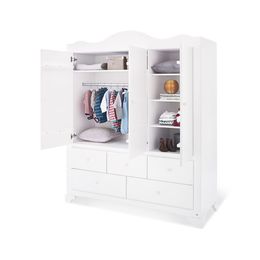 Pinolino Kleiderschrank &raquo;Pino&laquo; - 160x64x190cm - wei&szlig; - Holz / Holz / Stahl