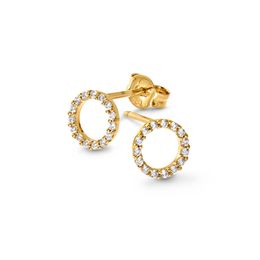 Tchibo - 375 Gold Ohrstecker Circle Zirkonia - wei&szlig;