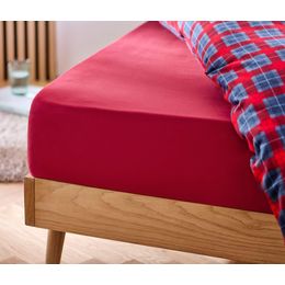 Tchibo - Microfaser-Flanell-Spannbettlaken - dunkelrot