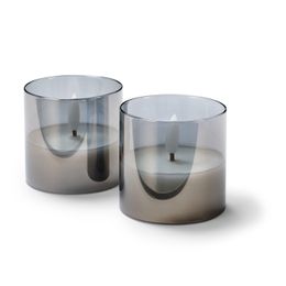 Tchibo - 2 LED-Echtwachskerzen im Glas - creme
