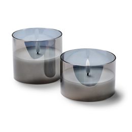 Tchibo - 2 LED-Echtwachskerzen im Glas - creme