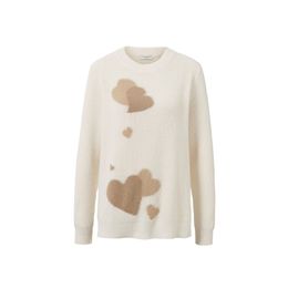 Tchibo - Strickpullover mit Herz-Jacquard - Damen - Gr. S - creme/jacquard