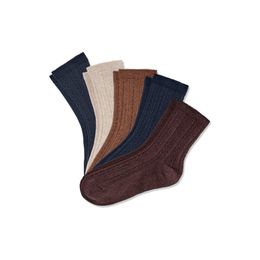 Tchibo - 5 Paar Socken mit Zopfmuster - Damen - Gr. 35-38 - dunkelbraun